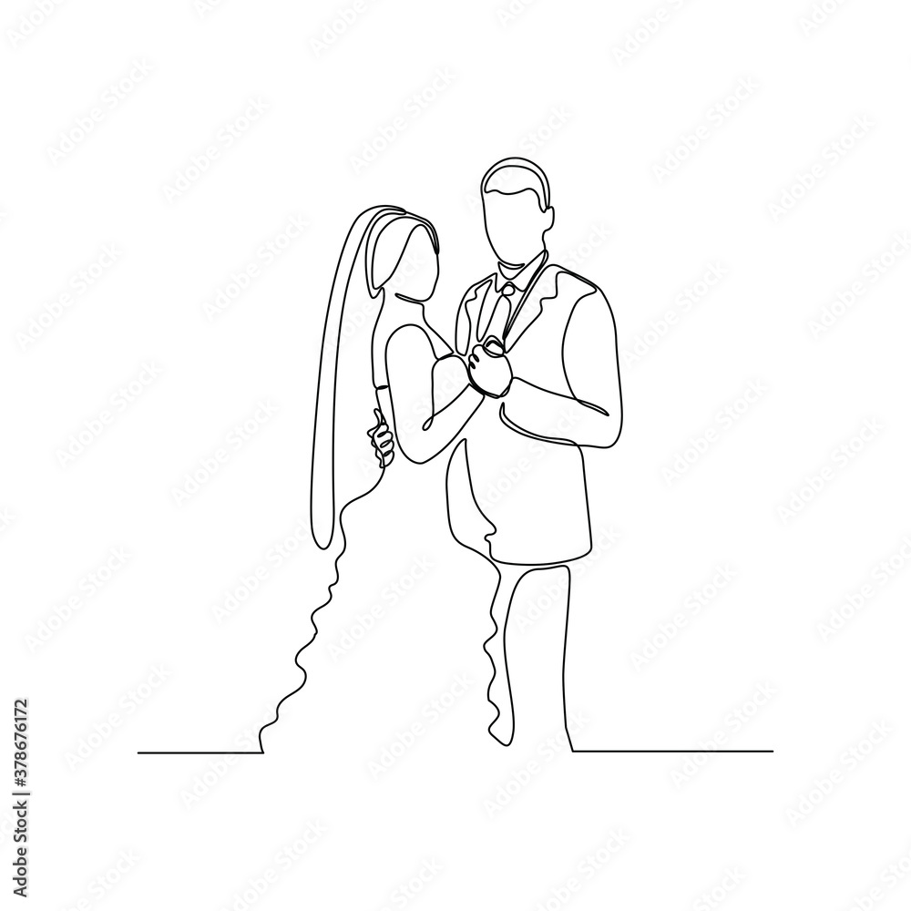 one continuous drawn line wedding drawn from the hand picture ...