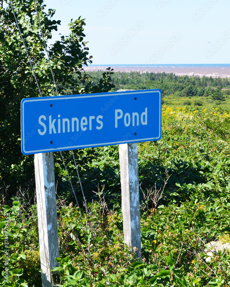 Poster Road sign for the village of Skinner's Pond in Prince Edward ...