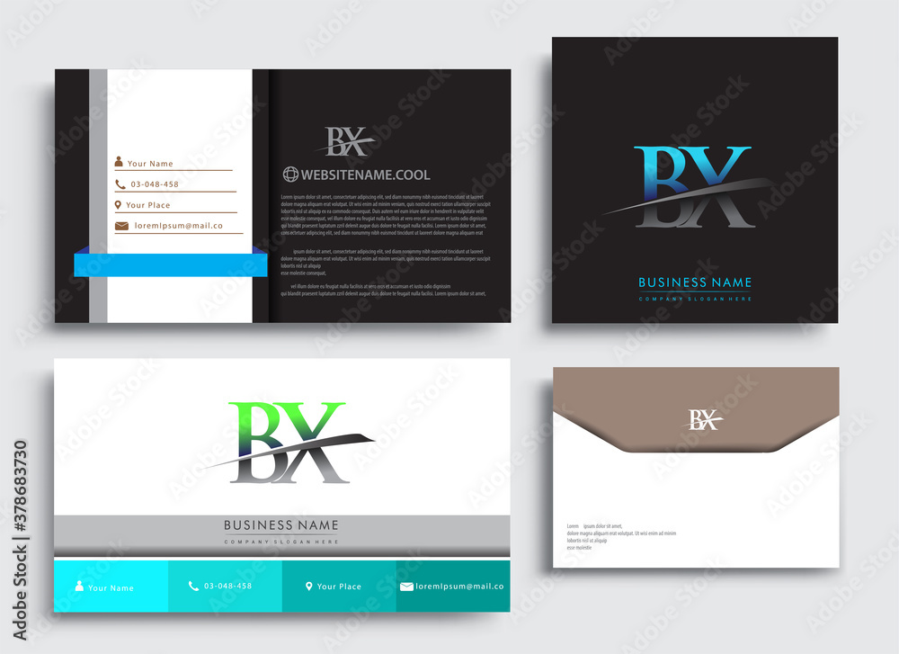 Clean and simple modern Business Card Template, with initial letter BX ...