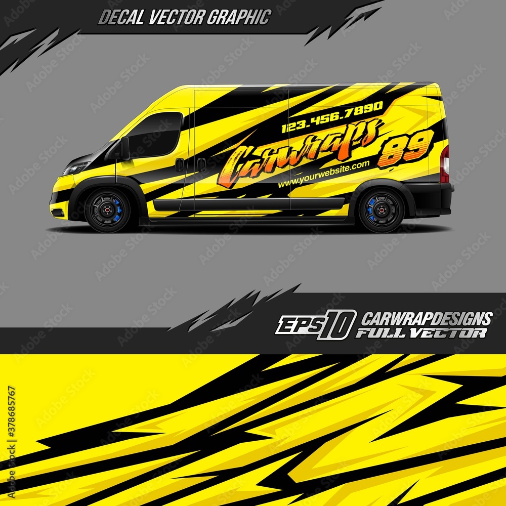Cargo van decal graphic design. Abstract stripe racing background ...