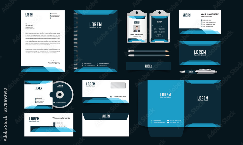 Vetor de Modern business stationery collateral set template. corporate ...
