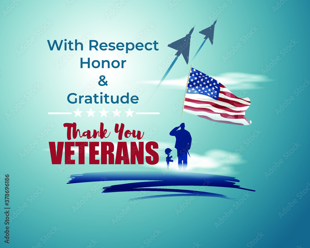 Veterans day banner, with respect honor and gratitude, veterans day ...