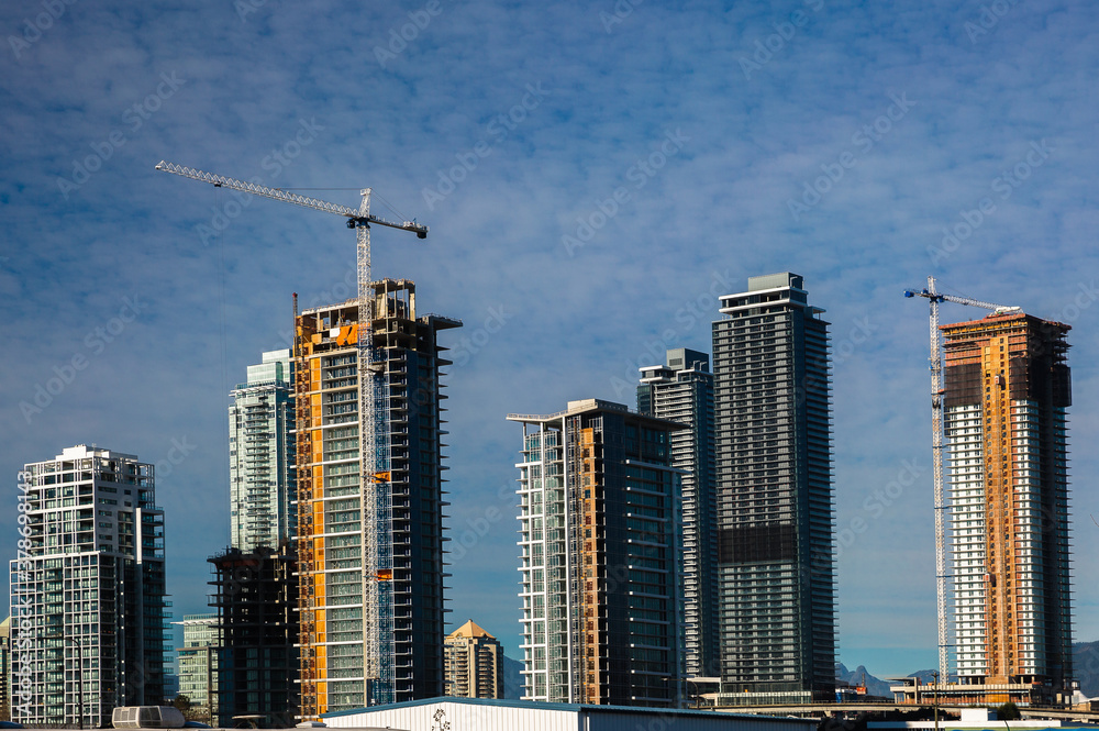 Construction site in Burnaby City, construction of a new high-rise ...