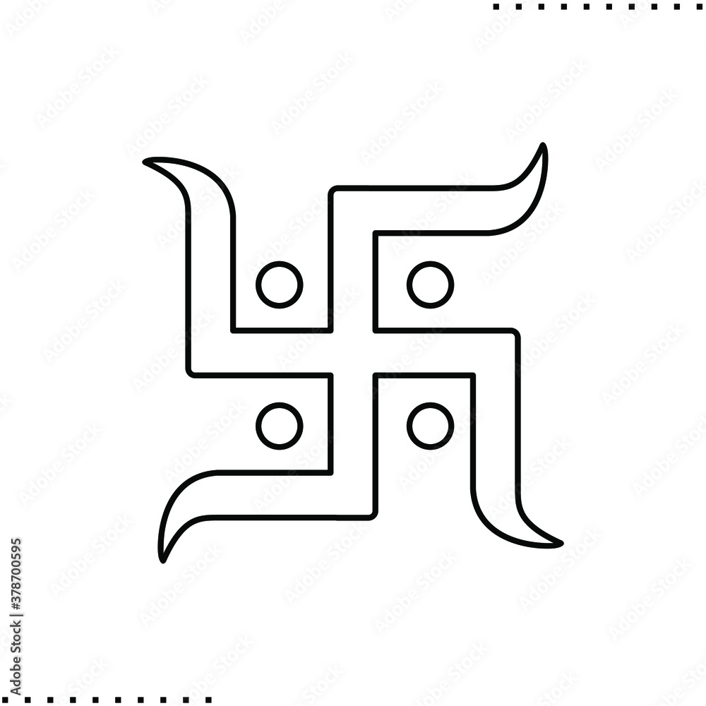 Plakát swastika the Hinduism sign of good luck vector icon in outline ...