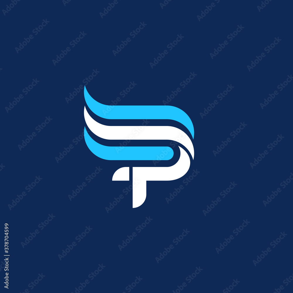 Letter P Wave logo design template, P letter with wave effect vector ...