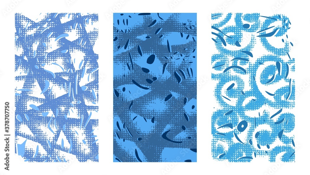 Abstract doodle textures. Hand drawn vector illustration. Blue ...