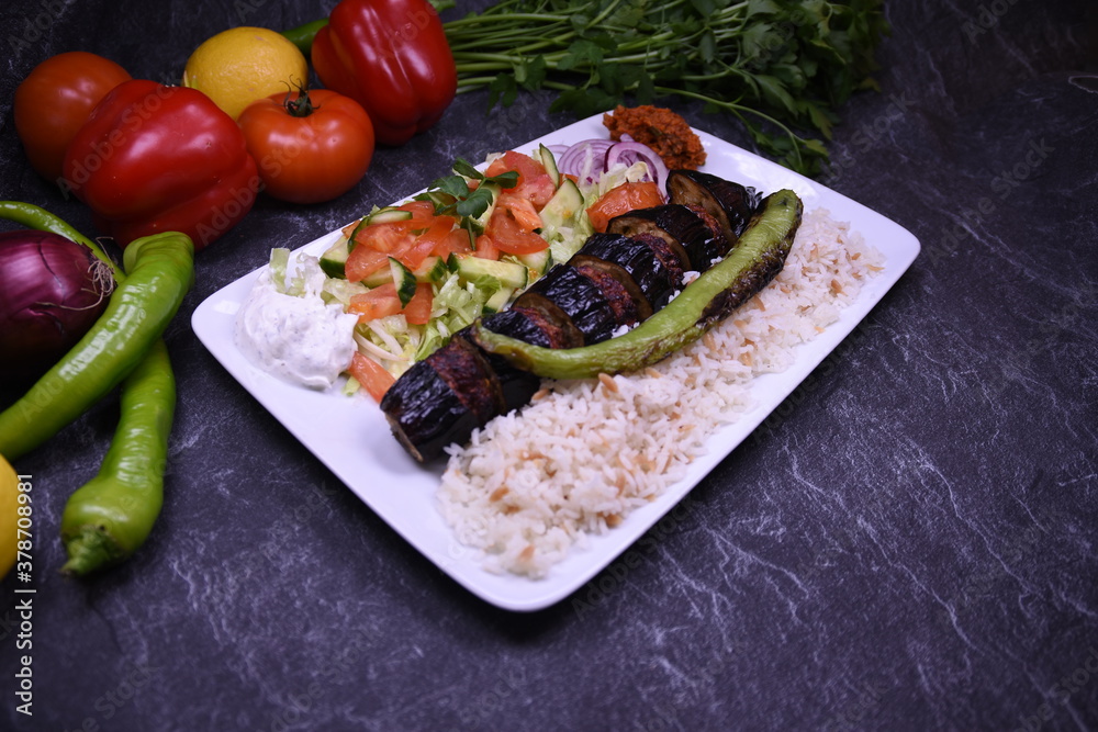 Patlican kebabi, patlican kebap, Auberginen kebap Stock Photo | Adobe Stock