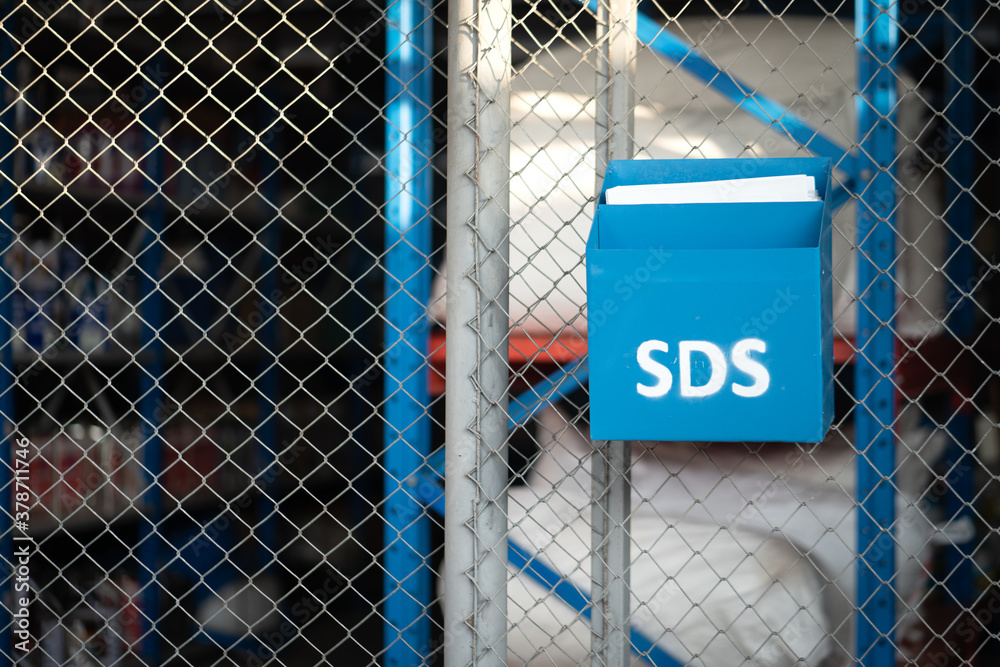 "Safety data sheet (SDS)" box which is use to placed chemical ...