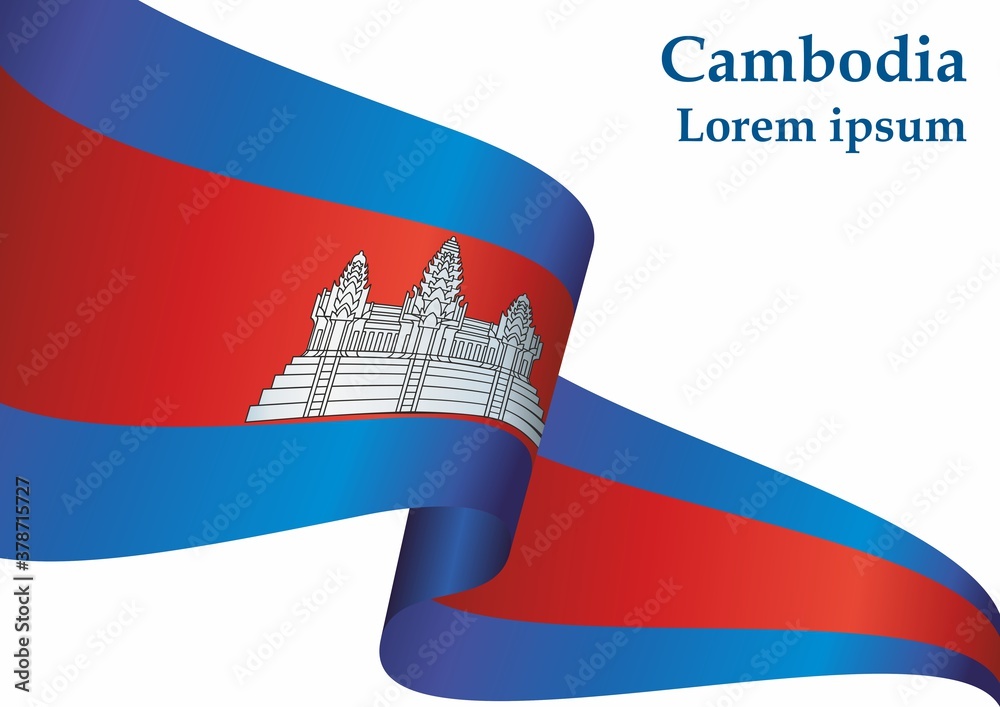 Vecteur Stock Flag of Cambodia, Kingdom of Cambodia. Southeast Asia ...