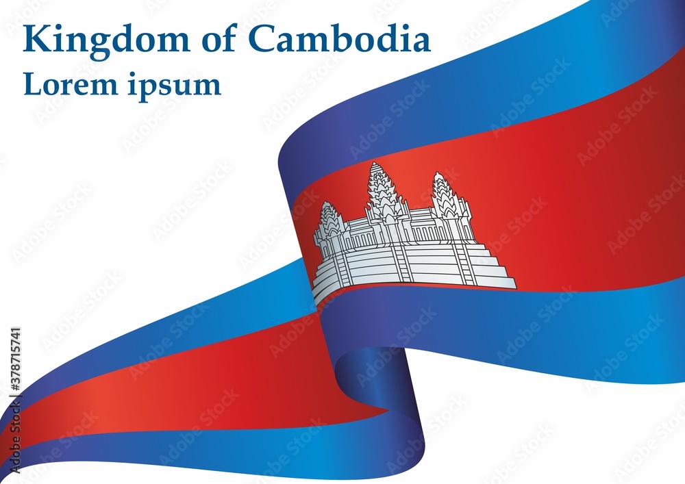 Flag of Cambodia, Kingdom of Cambodia. Southeast Asia. Template for ...