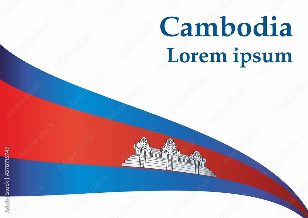 Flag of Cambodia, Kingdom of Cambodia. Southeast Asia. Template for ...