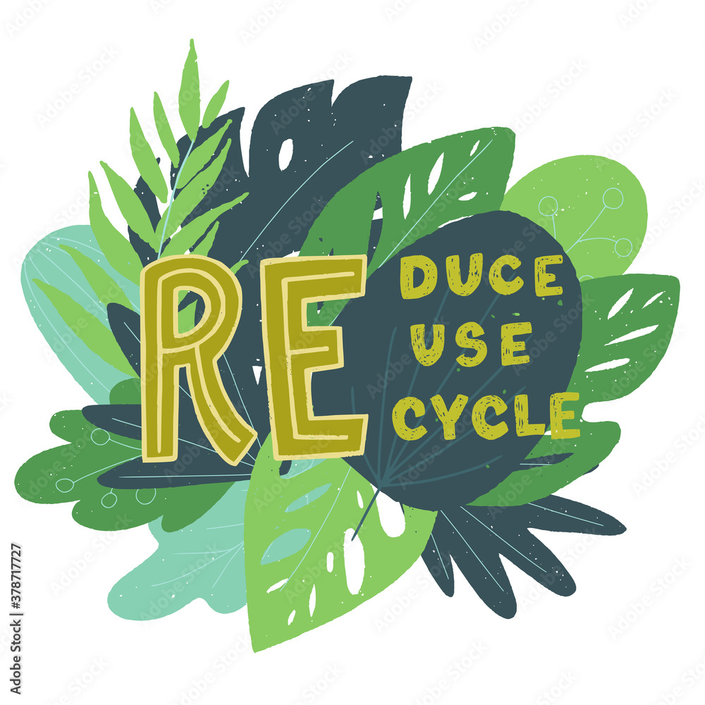 Hand drawn lettering composition with three RE. Typographic zero waste ...