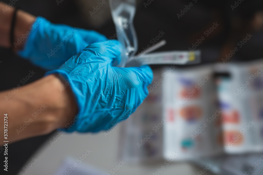 Process of coronavirus testing examination at home, COVID-19 swab ...