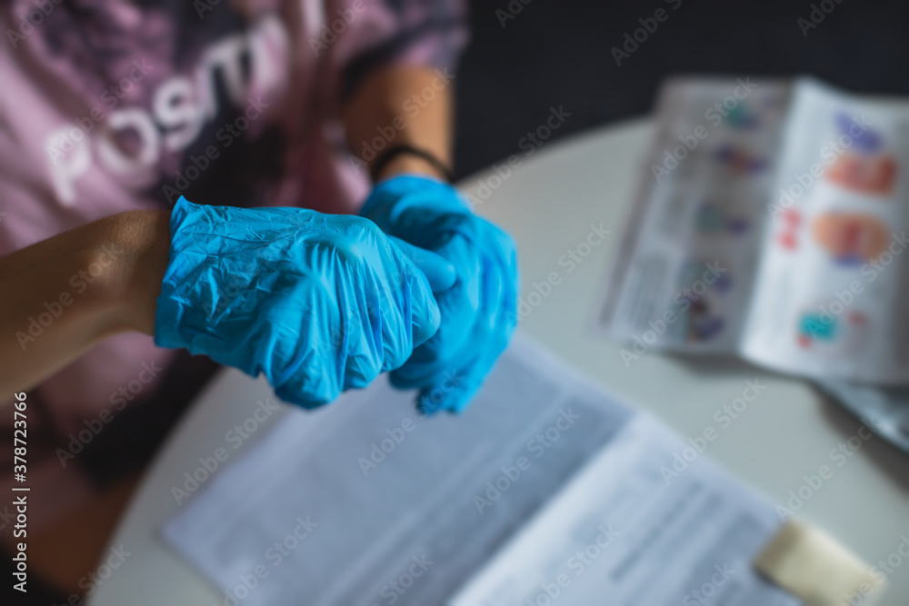 Process of coronavirus testing examination at home, COVID-19 swab ...