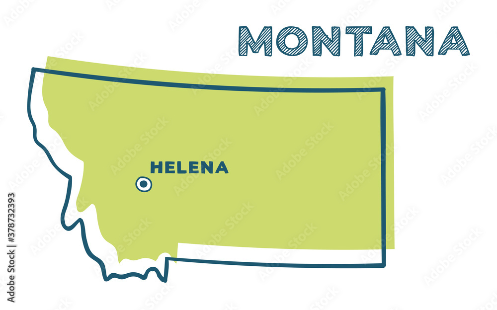 Doodle vector map of Montana state of USA Stock Vector | Adobe Stock