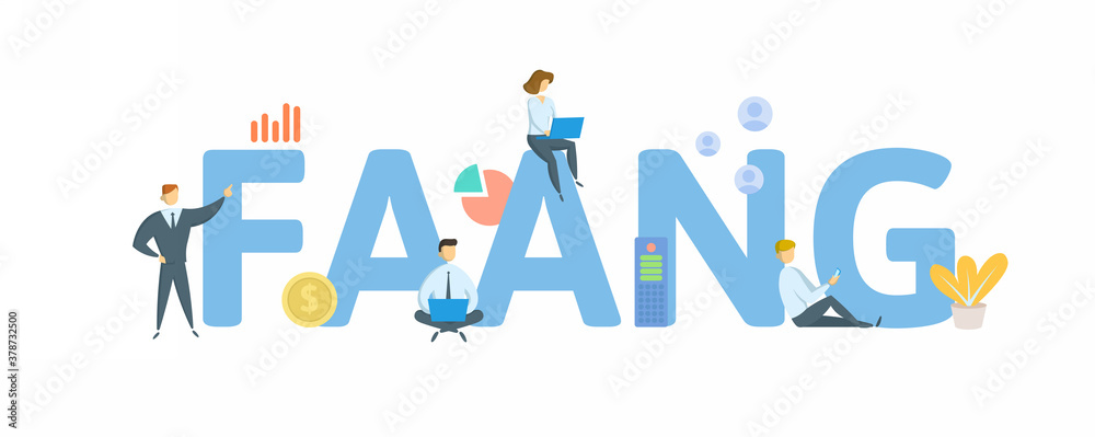 FAANG, Big Tech. Concept with keyword, people and icons. Flat vector ...