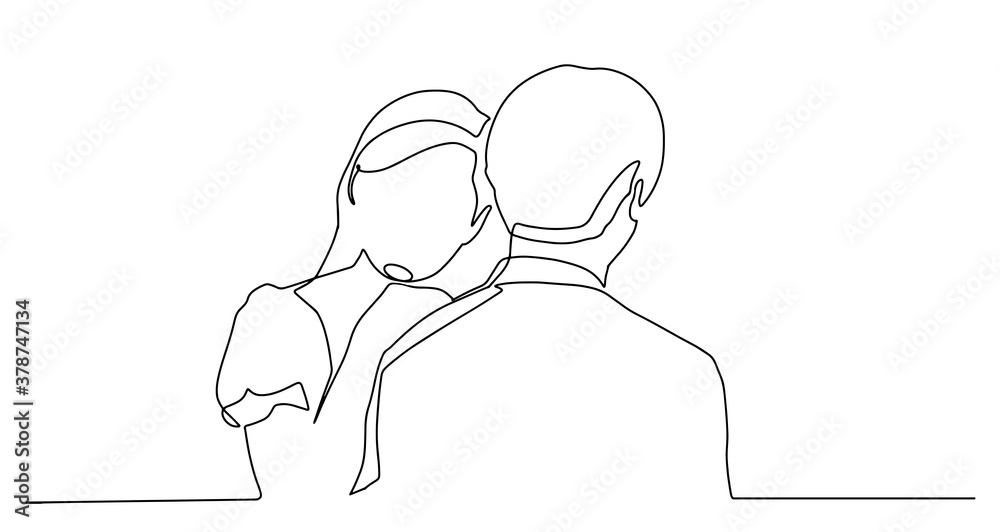 Couple in continuous line art drawing style. Romantic couple ...