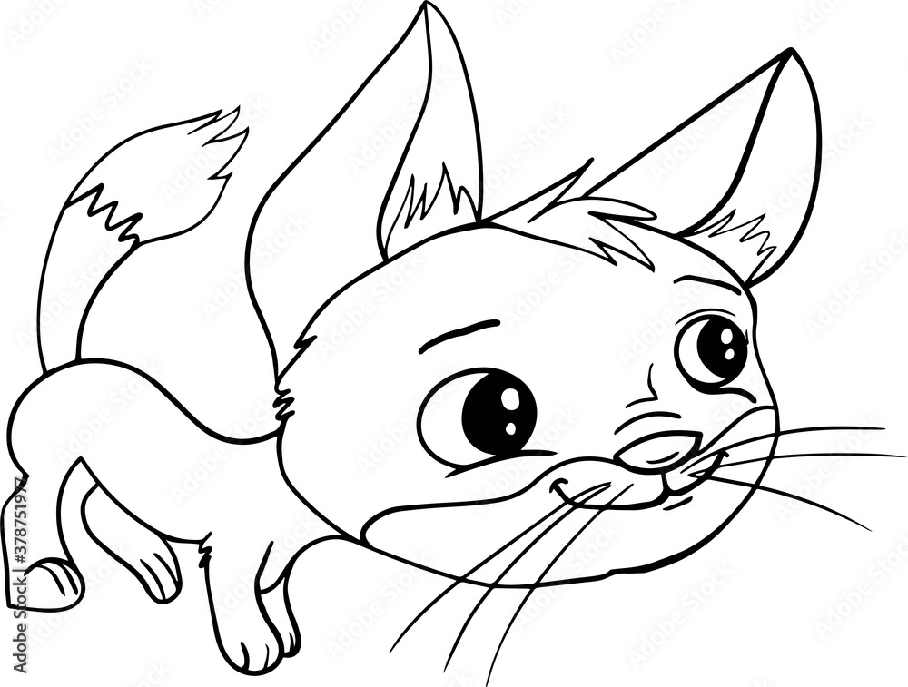 Vector kitten, cartoon cute happy white cat smiling. Character cat ...