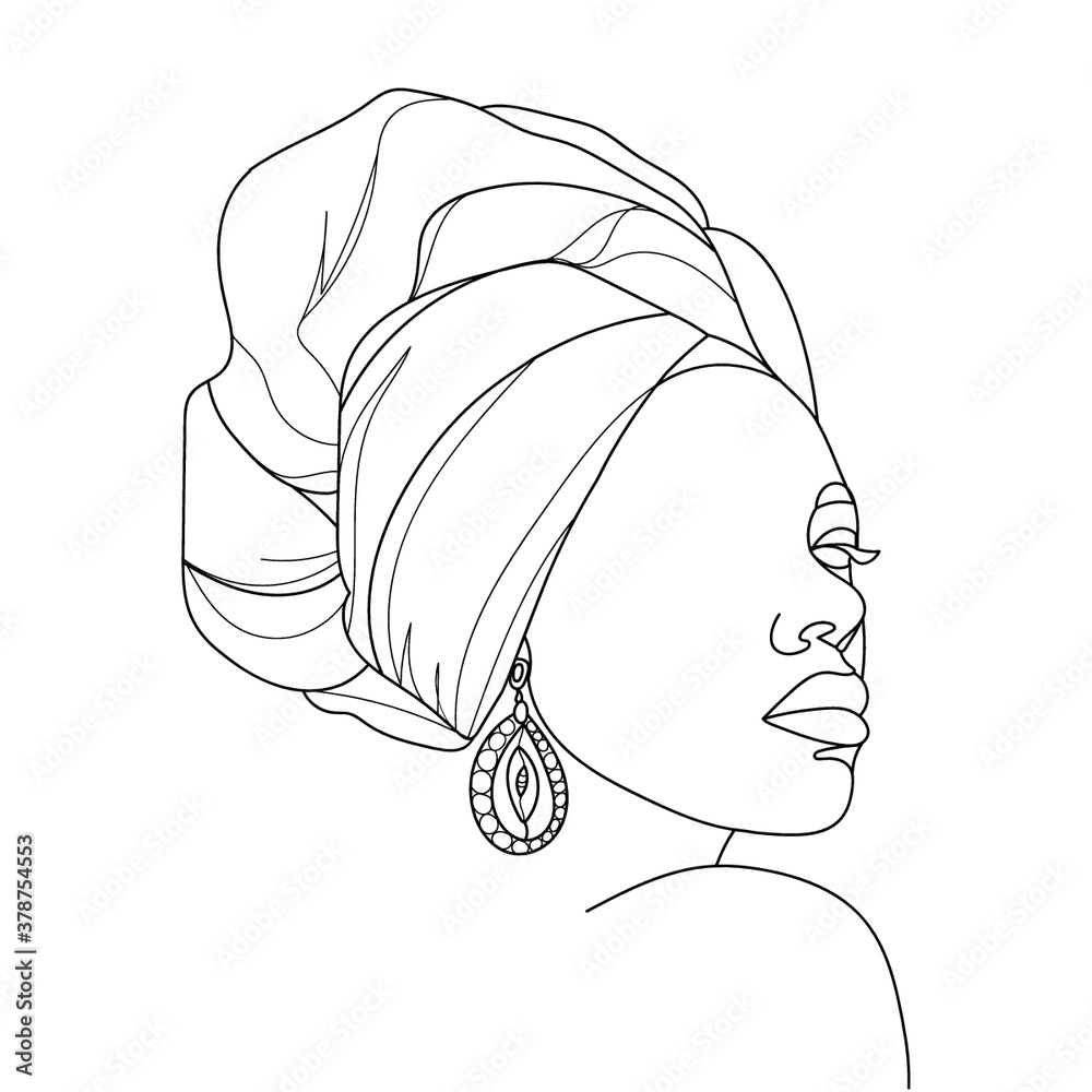 Abstract portrait of young African woman in minimalistic modern style ...