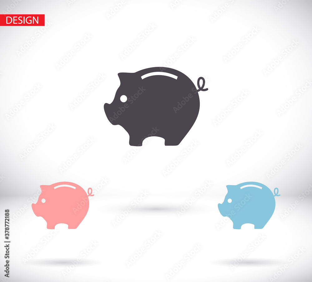 coins piggy bank outline flat vector icon. Single high quality outline ...