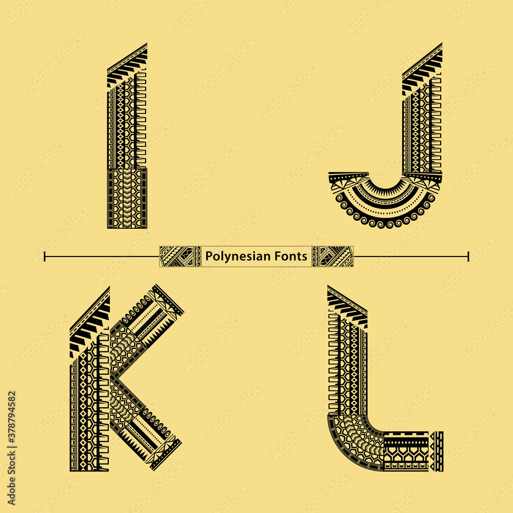 Alphabet Polynesian style in a set IJKL Stock Vector | Adobe Stock