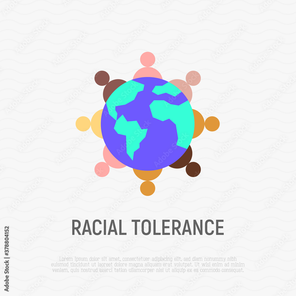 National tolerance thin line icon. Multicultural unity, social ...