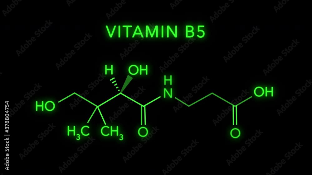 Vitamin B5 Molecular Structure Symbol Neon Animation on black ...