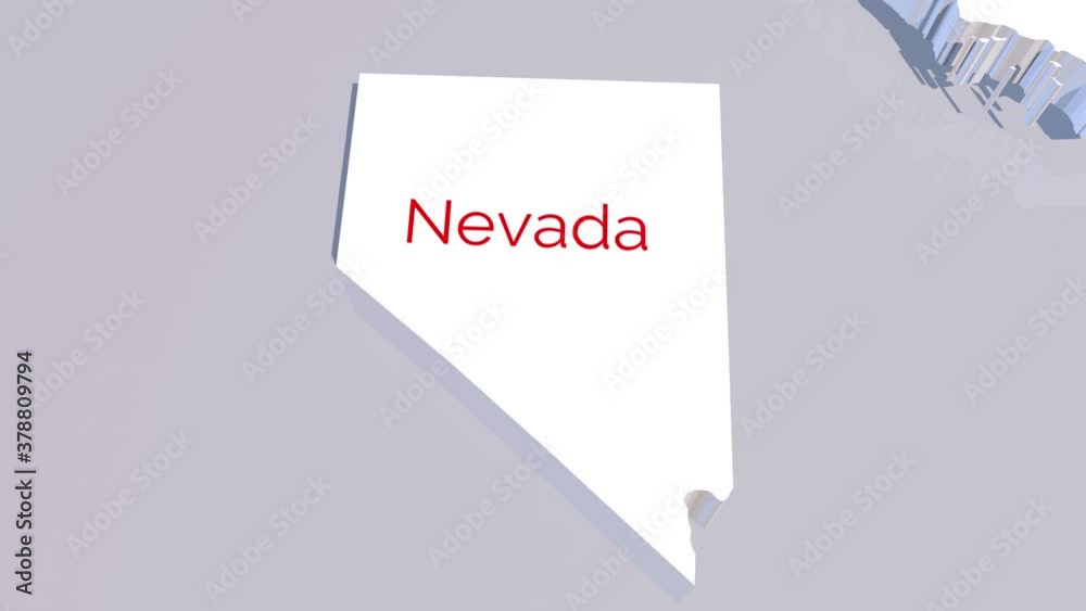 3d animated map showing the state of Nevada from the united state of ...