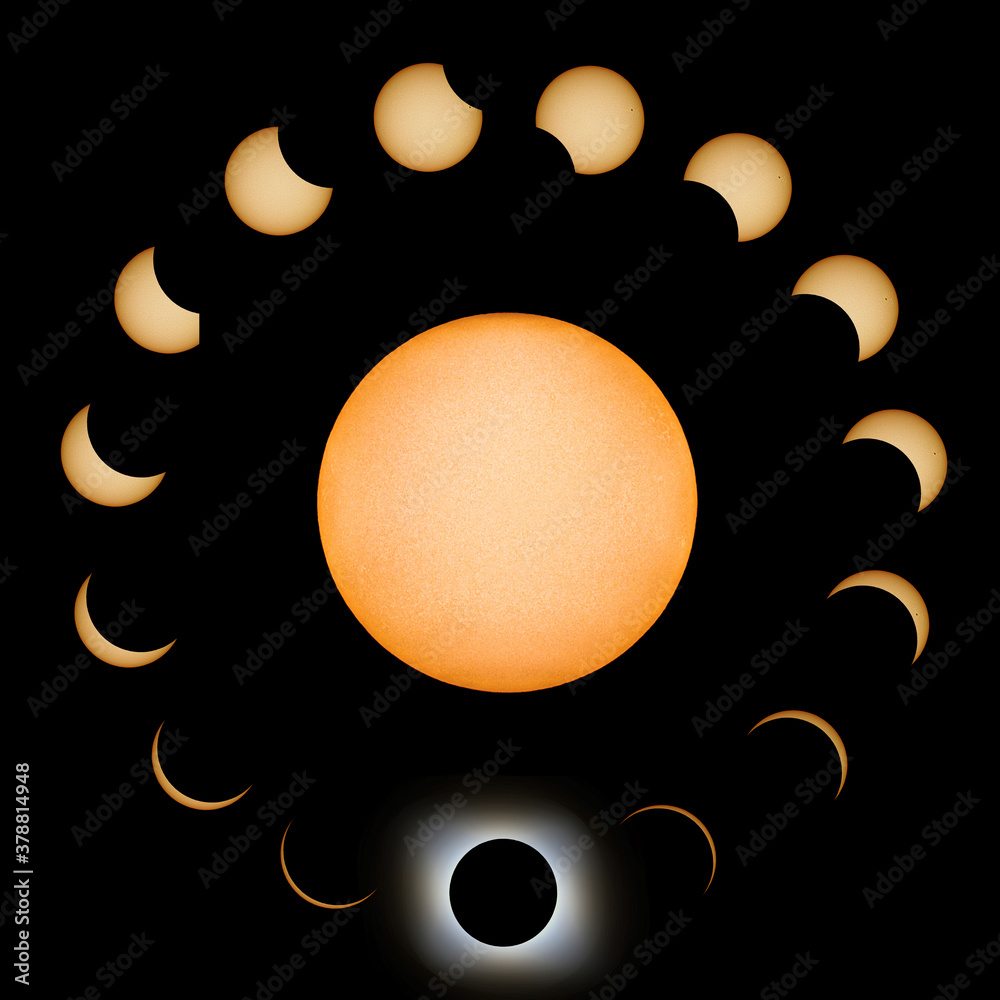 Total Solar Eclipse phases. Composite Solar Eclipse. Stock Photo ...