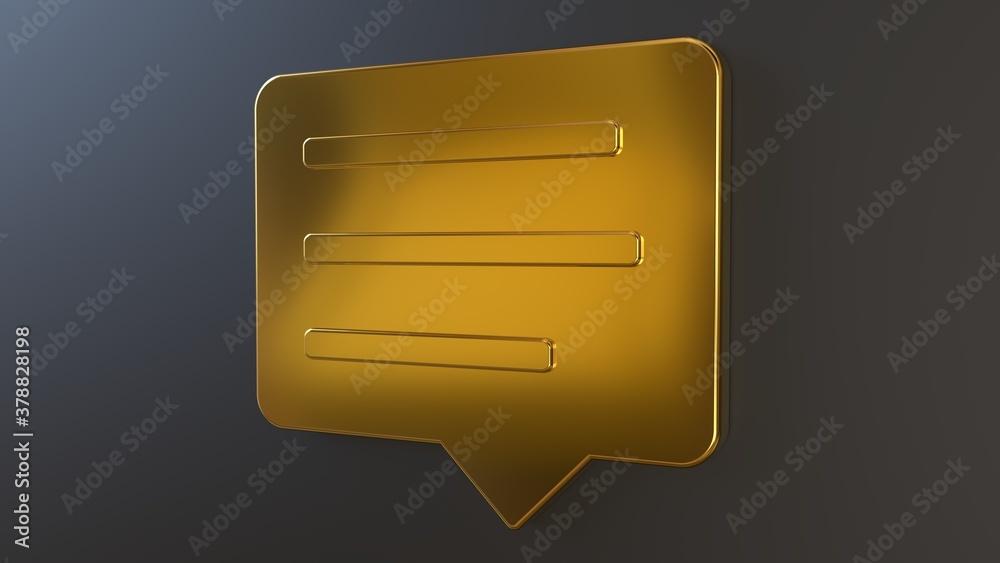 3d render golden message icon Stock Illustration | Adobe Stock