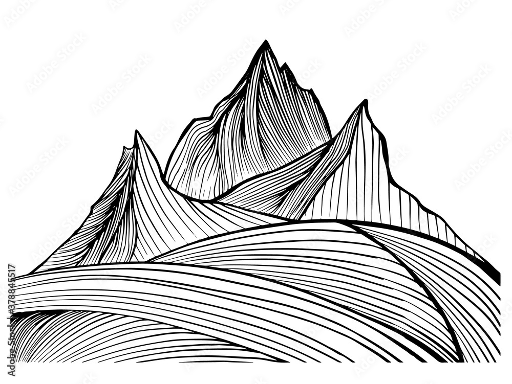Graphic drawing of a mountain from lines. Vector illustration Stock ...