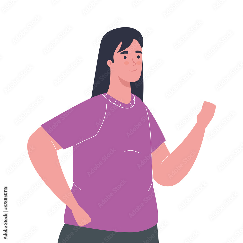 plus size woman cartoon with purple shirt design, Young model ...