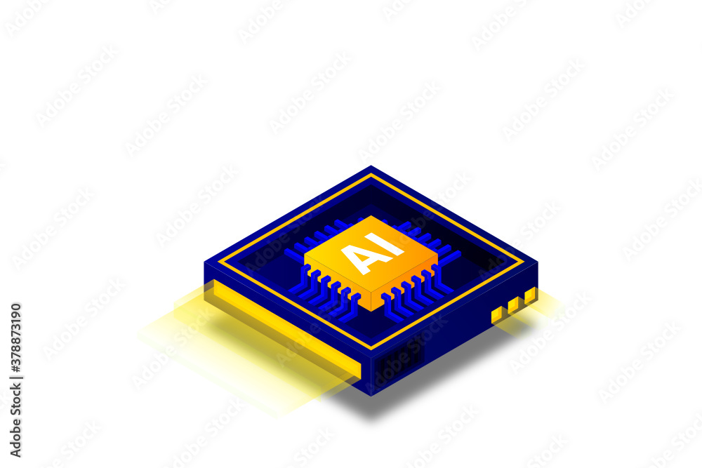 Artificial intelligence icon AI, chip brain, quantum computing, cpu ...