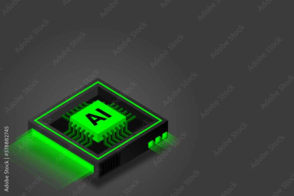 Artificial intelligence icon AI, chip brain, quantum computing, cpu ...