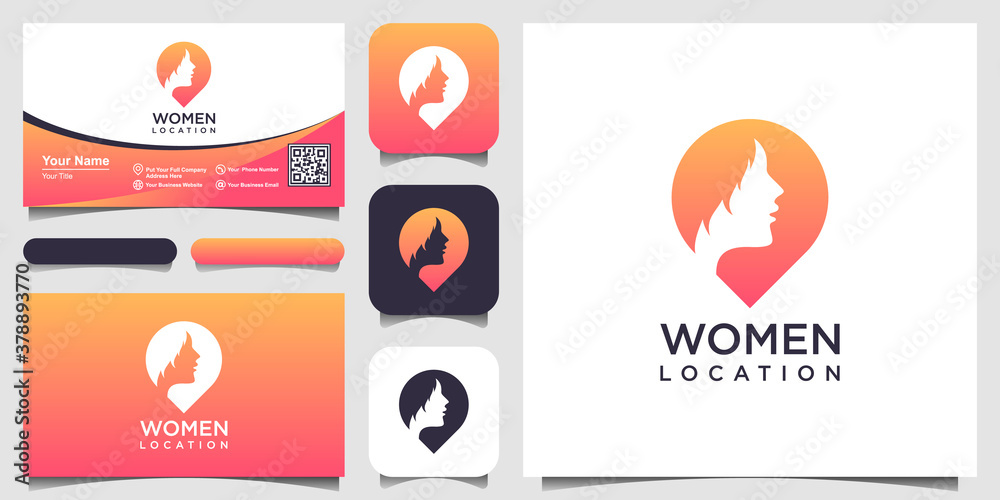 woman place logo design inspiration . feminine pin logo design template ...