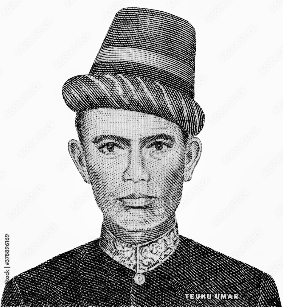 Teuku Umar, Portrait from Indonesia 5000 Rupiah 1986 Banknotes.. Stock ...