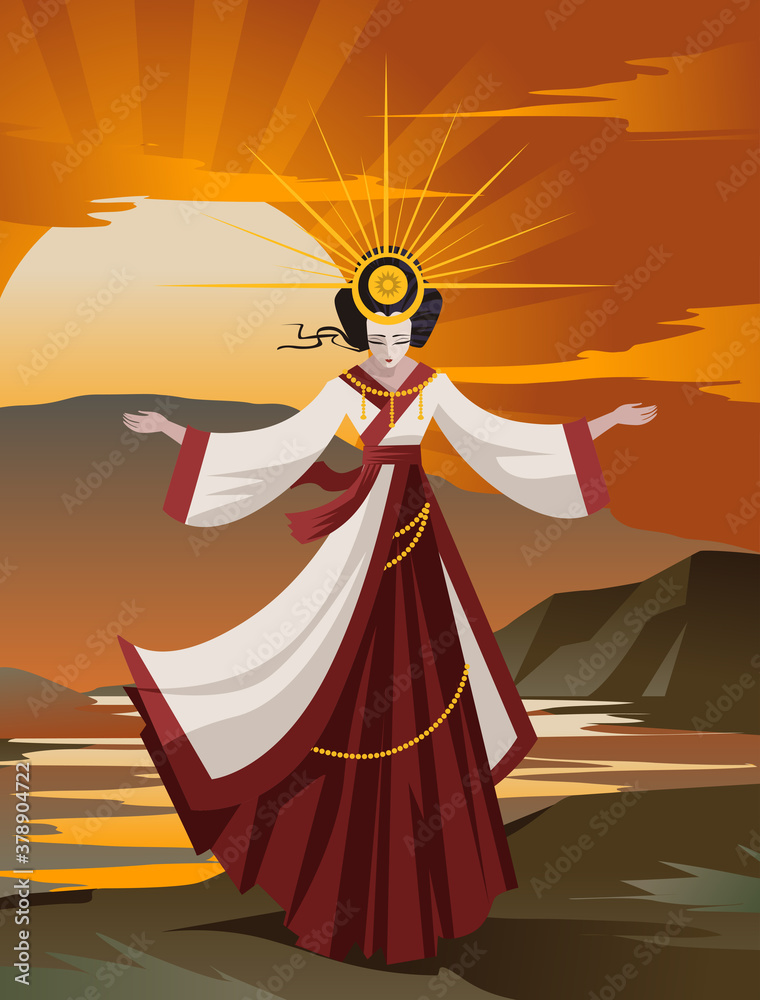 amaterasu Shinto sun mythology goddess Stock Vector | Adobe Stock