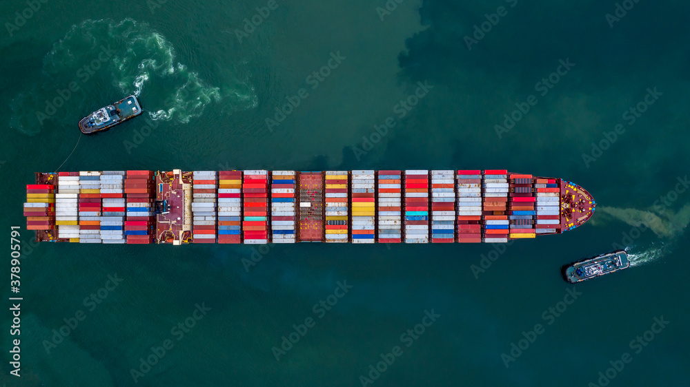 Container ship carrying container boxs in import and export business ...