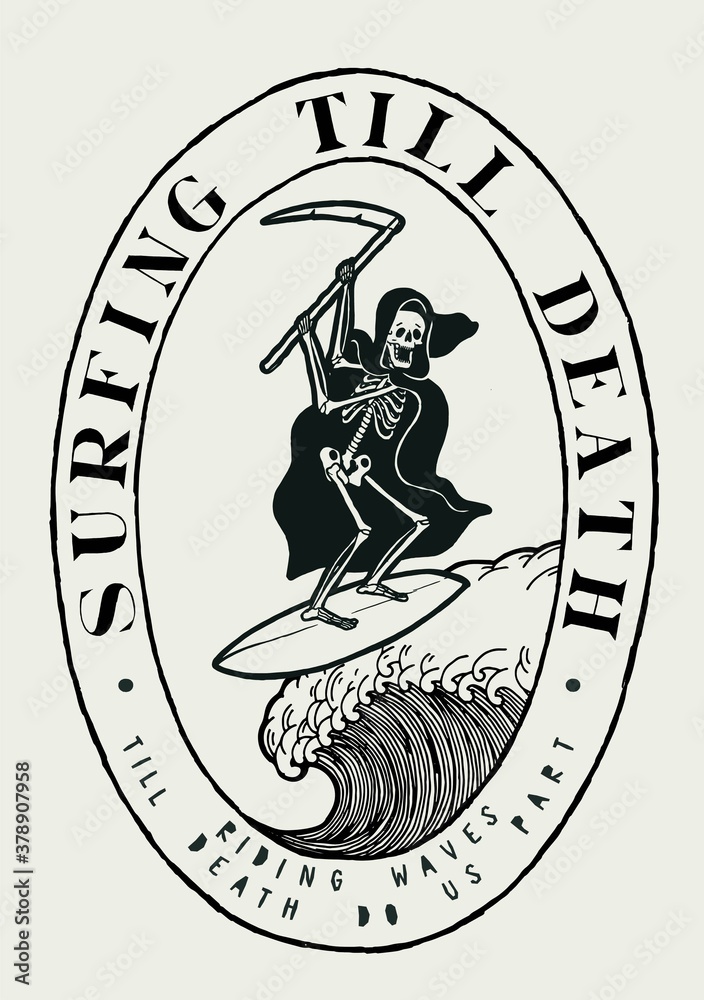 Death surfing on the wave. Surfing waves till death do us part ...