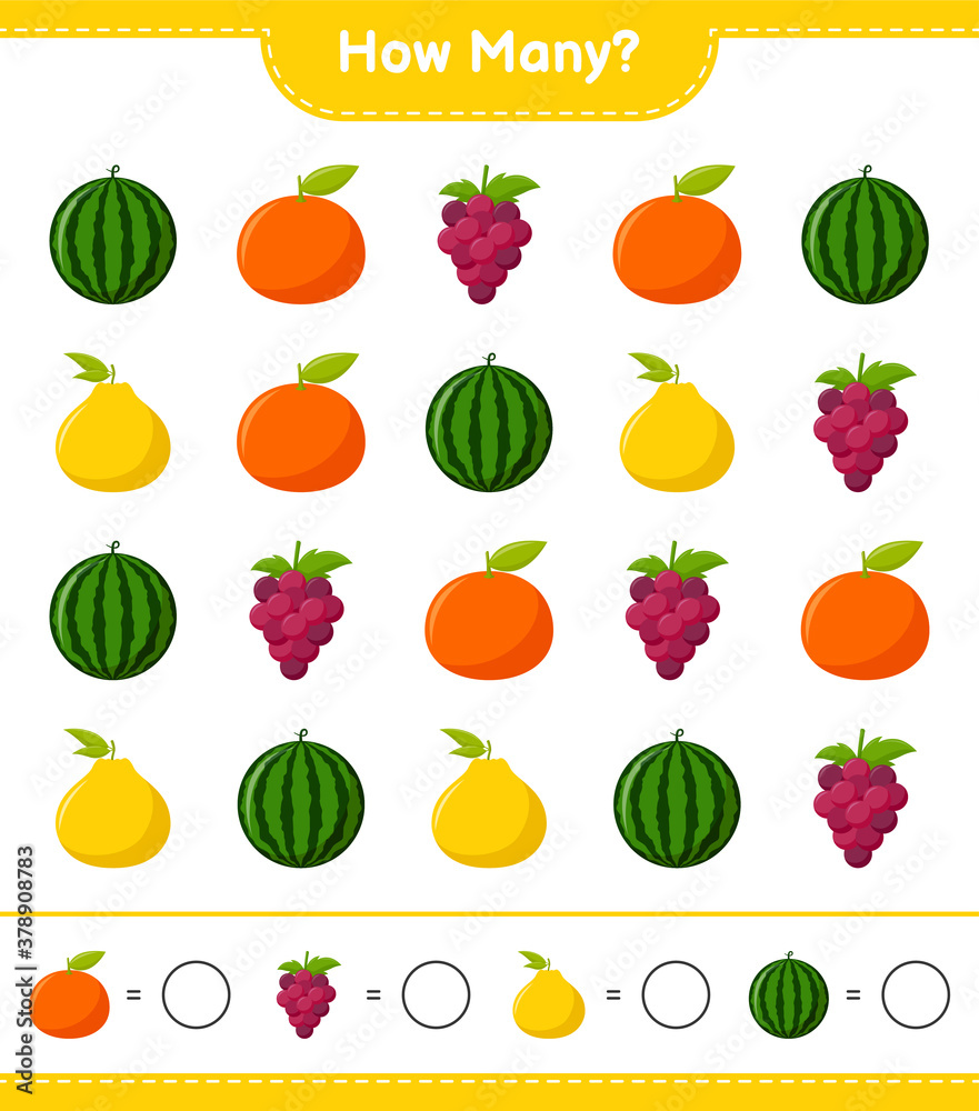 Counting game, how many fruits educational children game, printable ...