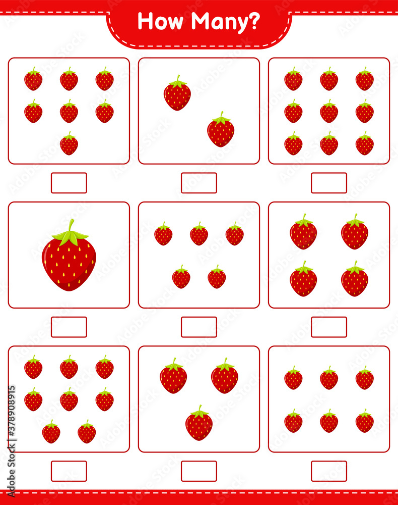 Counting game, how many Strawberry. Educational children game ...