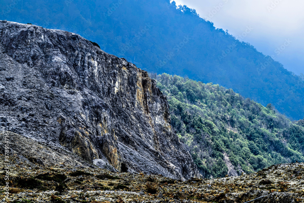 one of the cliffs on Mount Papandayan which was formed naturally from ...