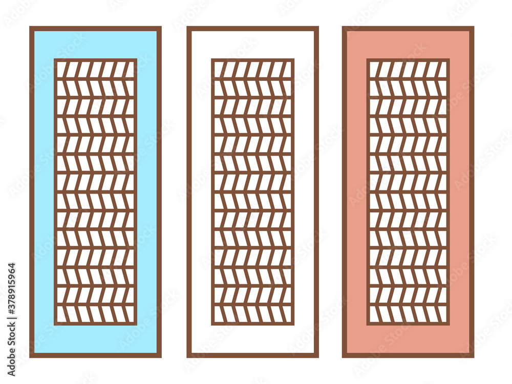 Set of Korean traditional window isolated on white background. Asian ...