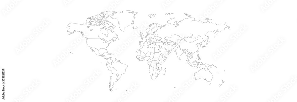 Outline map of the world in gray on a white background. Stock Vector ...