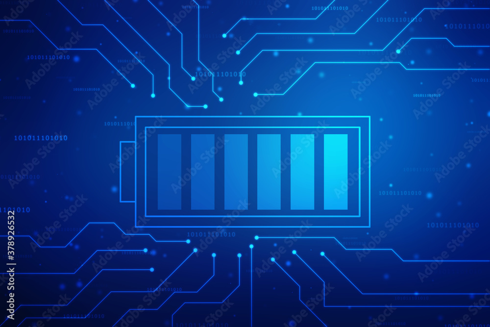 Battery Icon in digital background, battery supply Concept Background ...