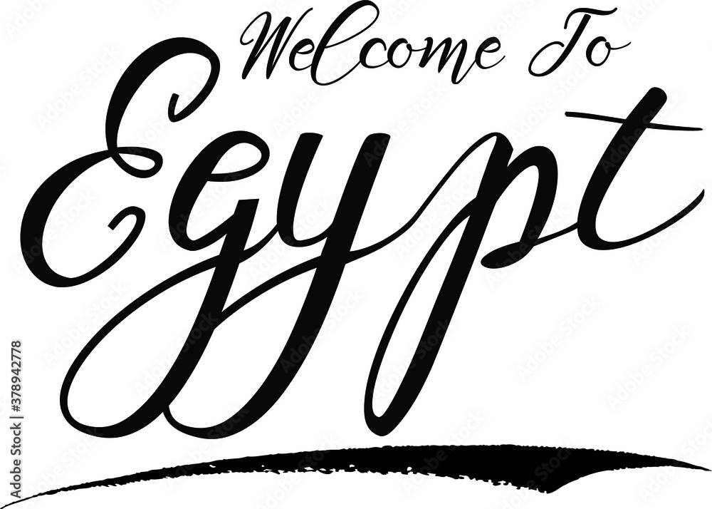 Welcome To Egypt Handwritten Font Calligraphy Black Color Text On White welcome-to-egypt-handwritten-font-calligraphy-black-color-text-on-white
