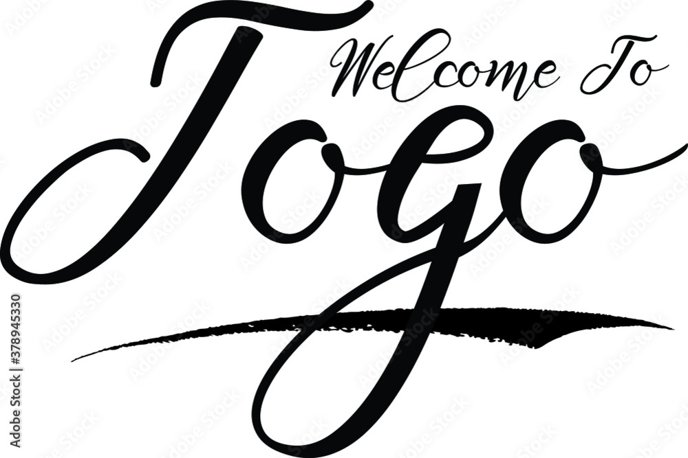 Welcome To Togo Handwritten Font Calligraphy Black Color Text on White ...