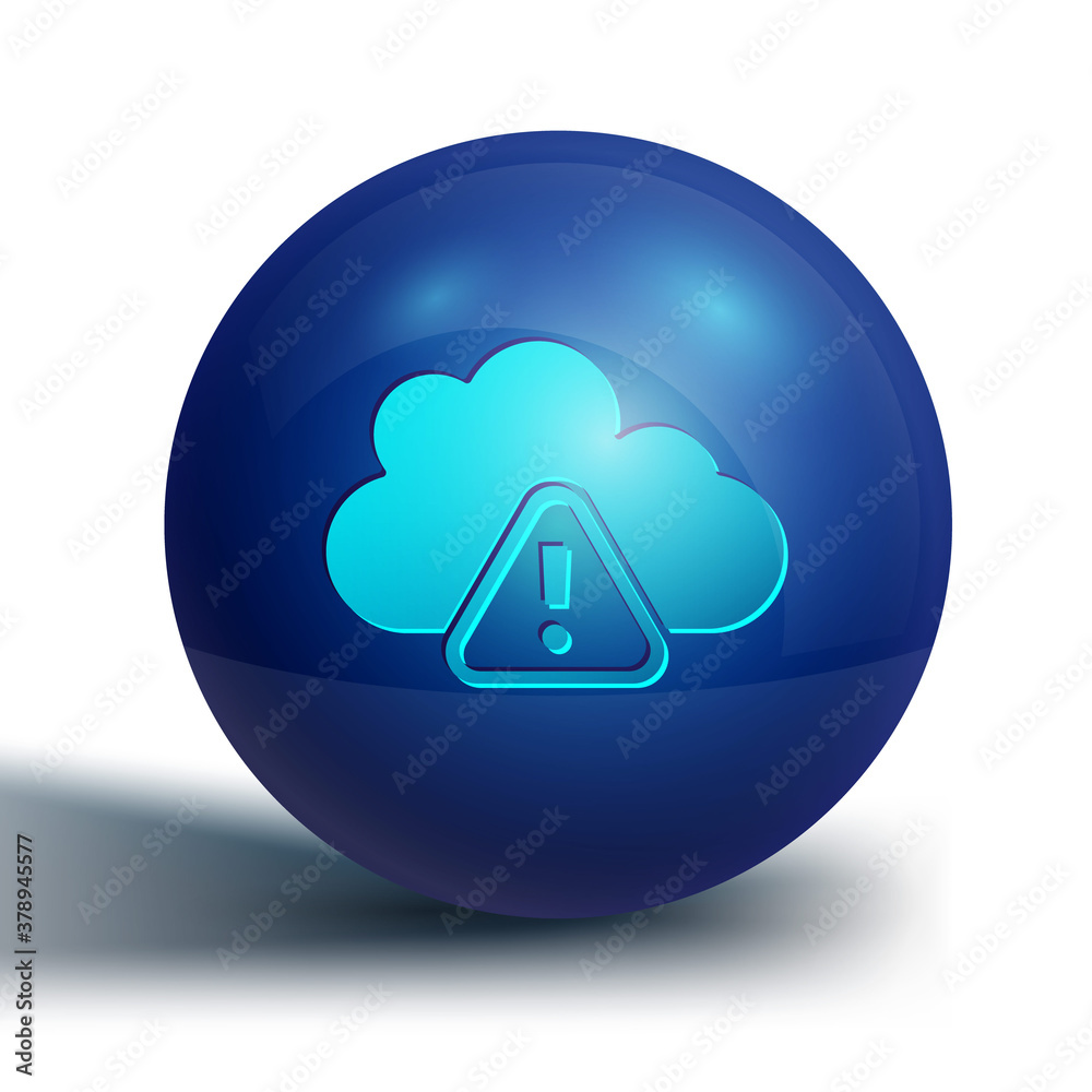 Blue Storm warning icon isolated on white background. Exclamation mark ...