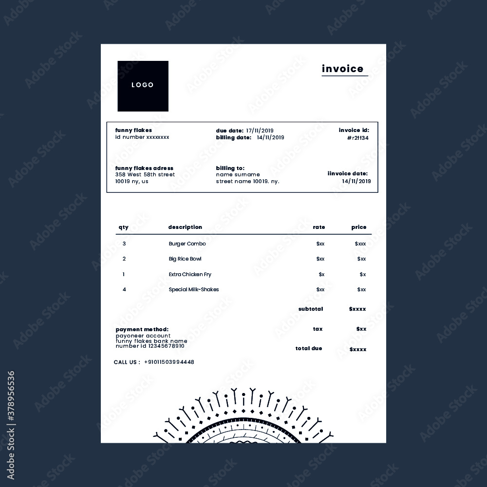 Elegant modern restaurant invoice template Stock Vector | Adobe Stock