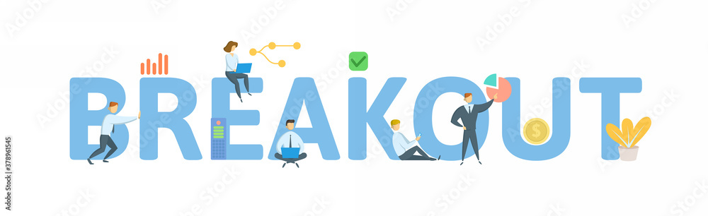 Breakout. Concept with keyword, people and icons. Flat vector ...